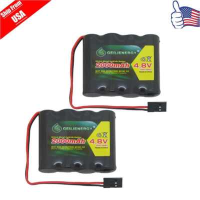2pcs 4.8V 2000mAh NiMH Rx Receiver Straight Battery Pack for RC Car ...