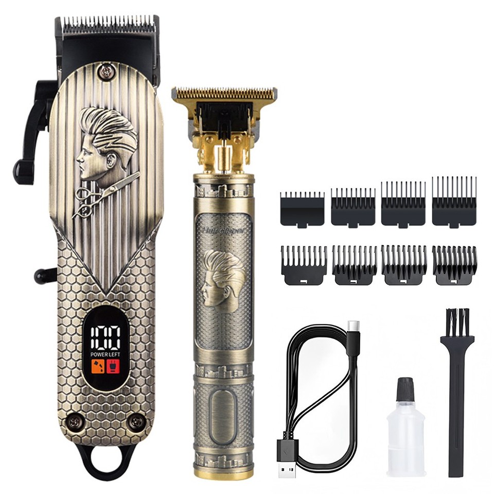 Cordless Electric Hair Clippers and Trimmer Kit for Men Barber Clipper ...