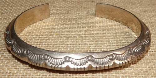 Vintage Native American Navajo Sterling T or J Nelson Carinated Cuff ...