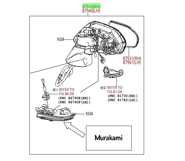 Toyota Camry 18-20 Passenger Right Outer Mirror Assembly WITH BSM ...