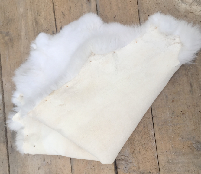 5X White Rabbit Skin Natural Real Fur Pelt Tanned Animal Leather ...