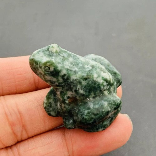 Natural Qinghai Jade Quartz Crystal Carved Frog Healing Gemstone Froggy ...