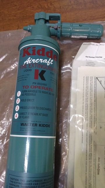 Kidde Aircraft Fire Extinguisher Part 892480 Overhauled Paper Included ...
