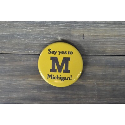 Vintage Michigan Pin Button Lapel Bag Gear Say Yes Yellow Black Spirit ...
