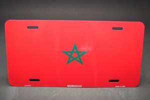 MOROCCO FLAG METAL ALUMINUM CAR LICENSE PLATE TAG ALMAGHRIP MOROCCAN ...