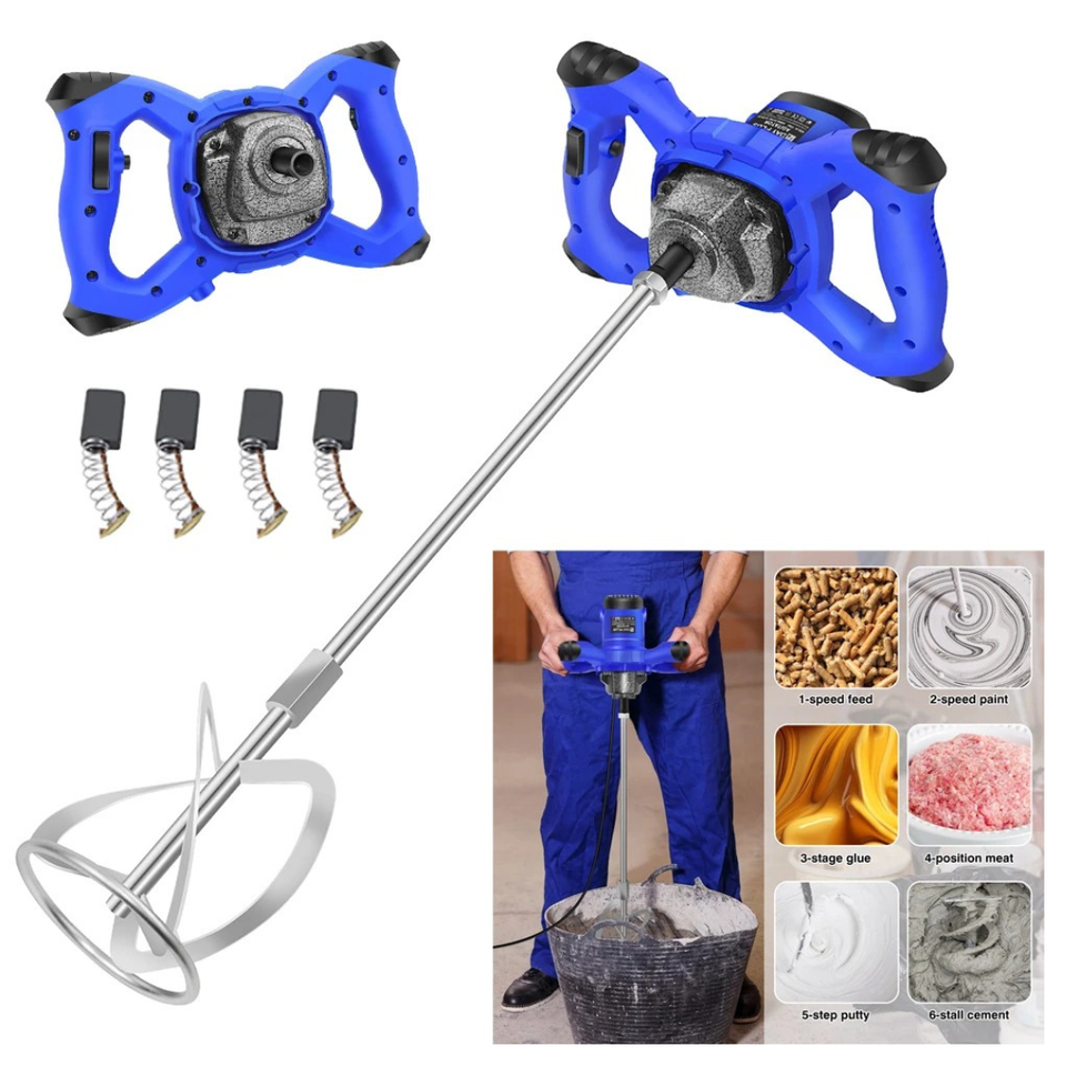 2600W Electric Plaster Paddle Mixer Mortar Cement Paint Stirrer Whisk 6 ...