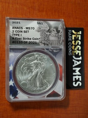 2021 $1 AMERICAN SILVER EAGLE ANACS MS70 TYPE 1 FIRST STRIKE LABEL | eBay