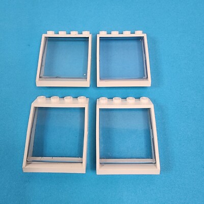 LEGO Lot of 4 Window 4 x 4 x 3 Roof w/ Trans-Clear Glass (4447/4448 ...