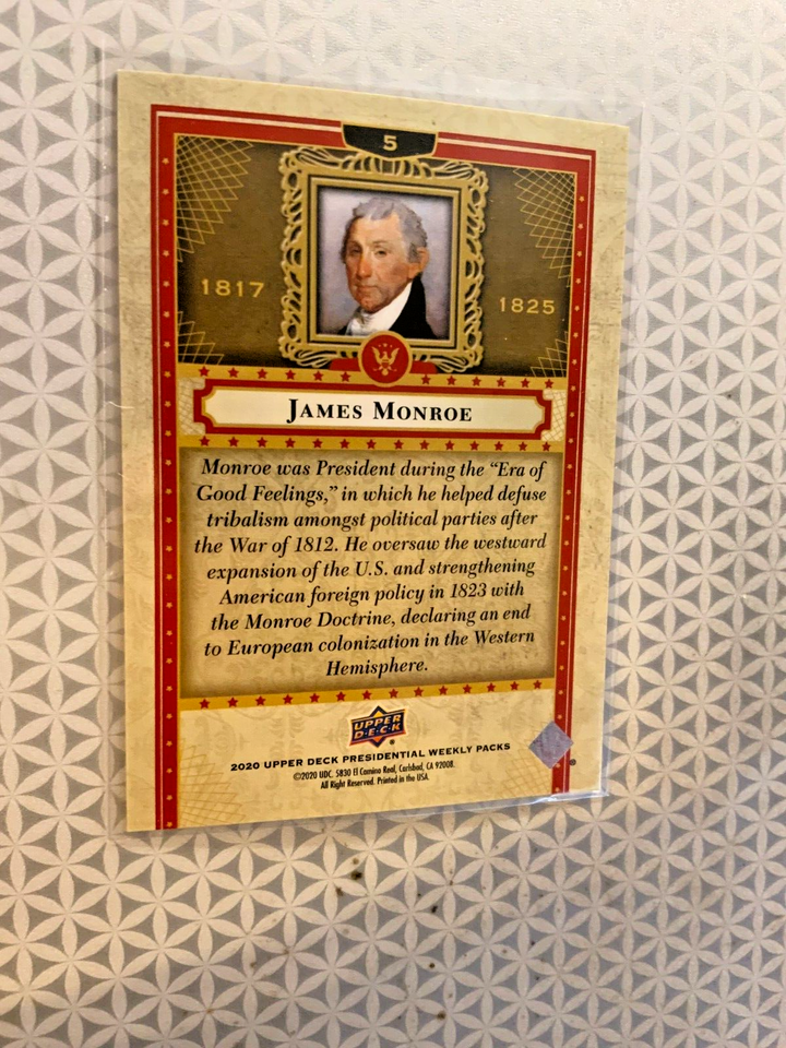 JAMES MONROE 2020 U.D. PRESIDENTIAL WEEKLY - RED #5 AA17 | eBay