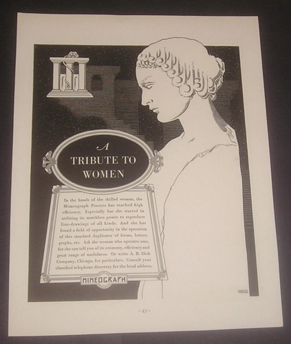 1930s Mimeograph Co Magazine Print Ad, A Tribute to Women, Donald Denton Art | eBay