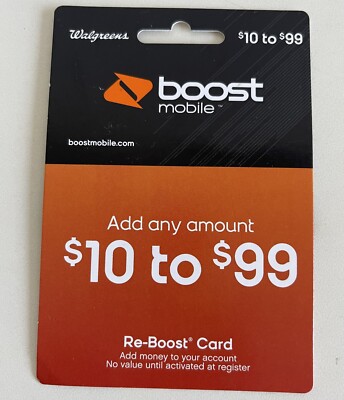 Boost Mobile Sprint Re-Boost Phone Card Please See Front & Back of Card ...