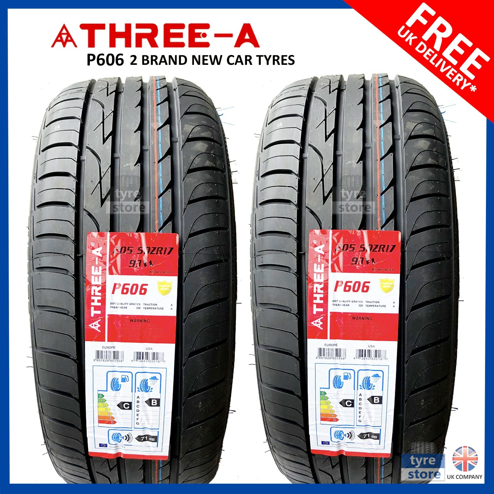 2X New 205 50 17 THREE-A P606 93W XL 2055017 205/50R17 *C/B RATED* (2 ...