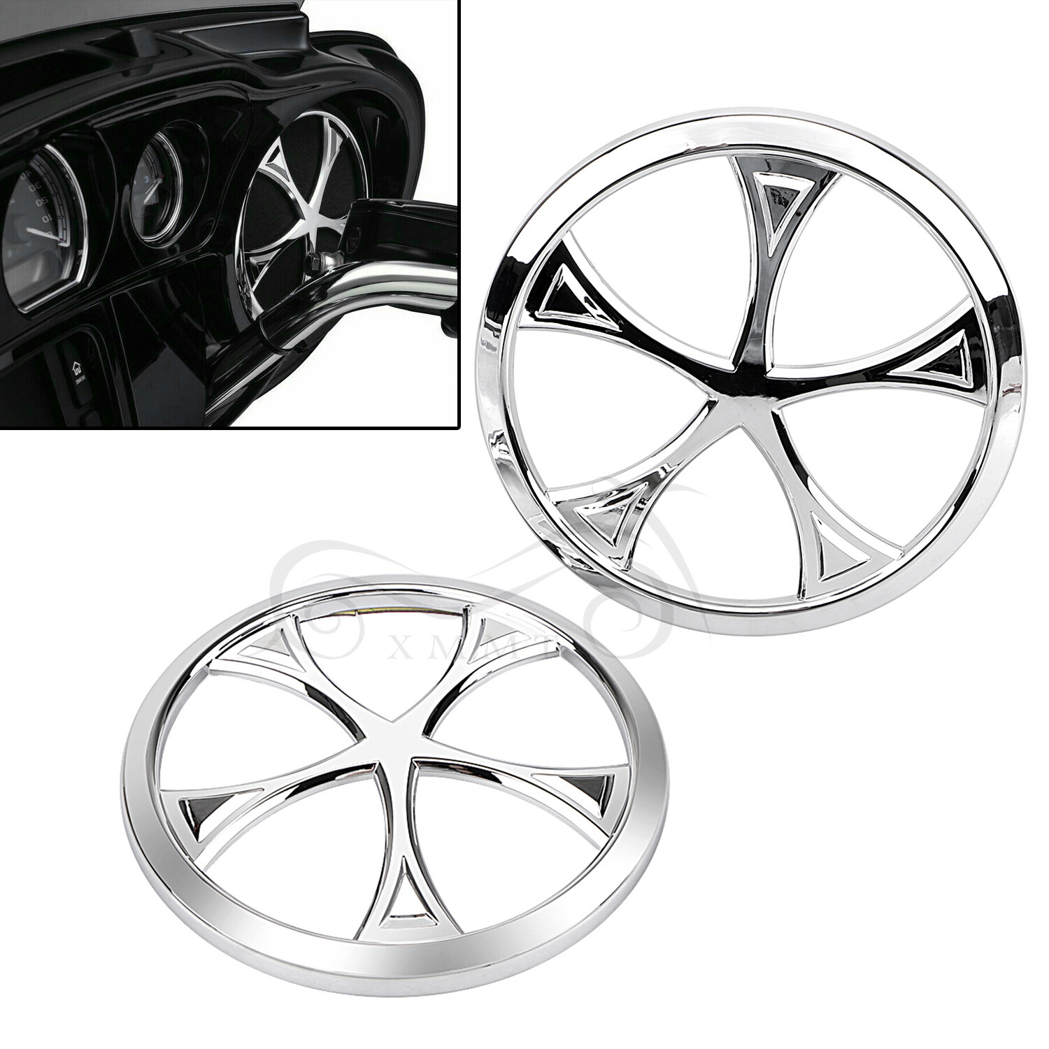 Chrome Front Speaker Grill Trim Cover Fit For Harley Tri Glide Ultra ...