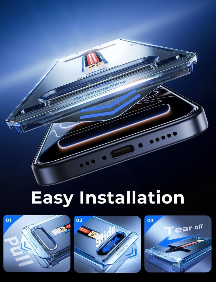 MAGIC JOHN 2 Pack for iPhone 17 Pro Tempered Glass Screen Protector 6.3 ...