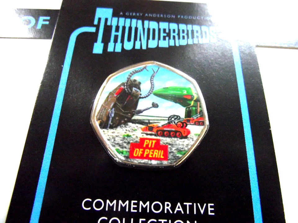 GERRY ANDERSON THUNDERBIRDS PIT OF PERIL 50P shaped COLOURED COIN | eBay