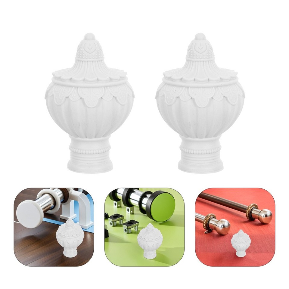 20pcs Curtain Rod Finial Cap Accessories - Acrylic Curtain Rod End Cap ...