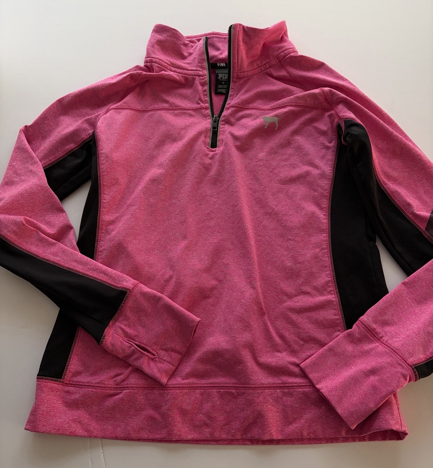 Victoria's Secret VS Pink Black Light Weight 1/4 Zip Jacket Womens Size ...