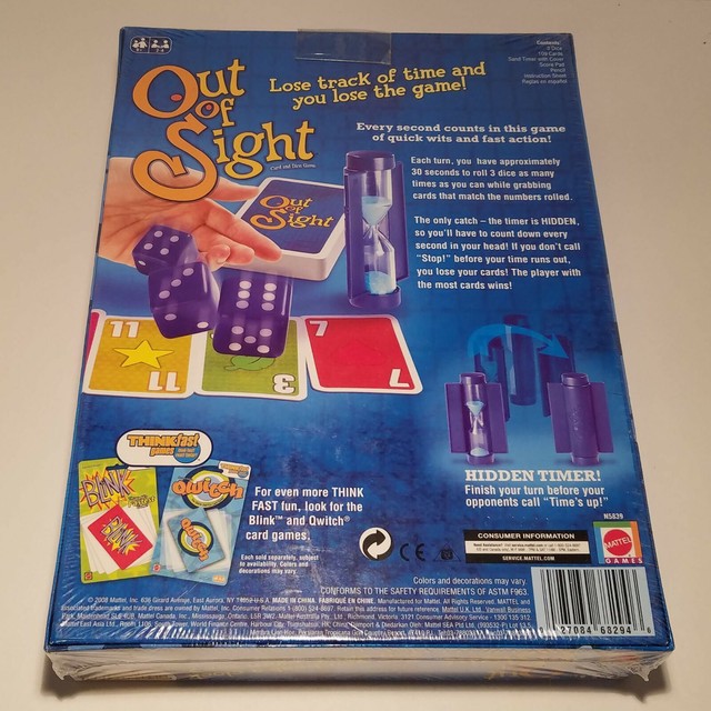 out of Sight Game Quick Wits Beat The Clock Mattel Games Ages 8 for ...