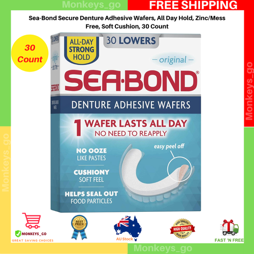 Sea Bond Secure Denture Adhesive Wafers, Zinc Free, All Day Hold, Mess ...