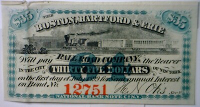 1860 s CONFEDERATE Civil War Era $35 Boston Hartford Erie RAILROAD ...
