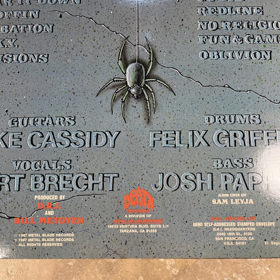 D.R.I. Crossover LP w/ Lyric Page 1987 Vinyl First Press Metal Blade ...