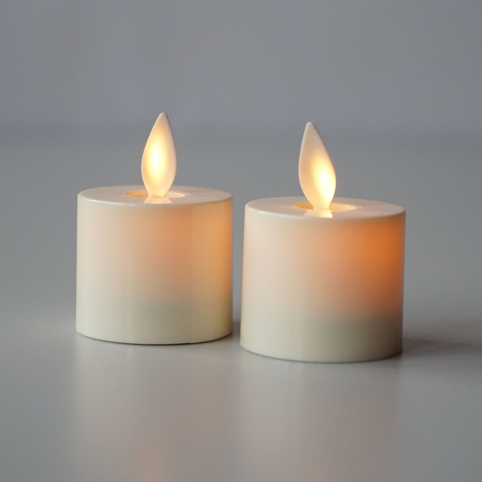Luminara Flameless Tea Light Candles Set of 2 with Timer Moving Wick ...