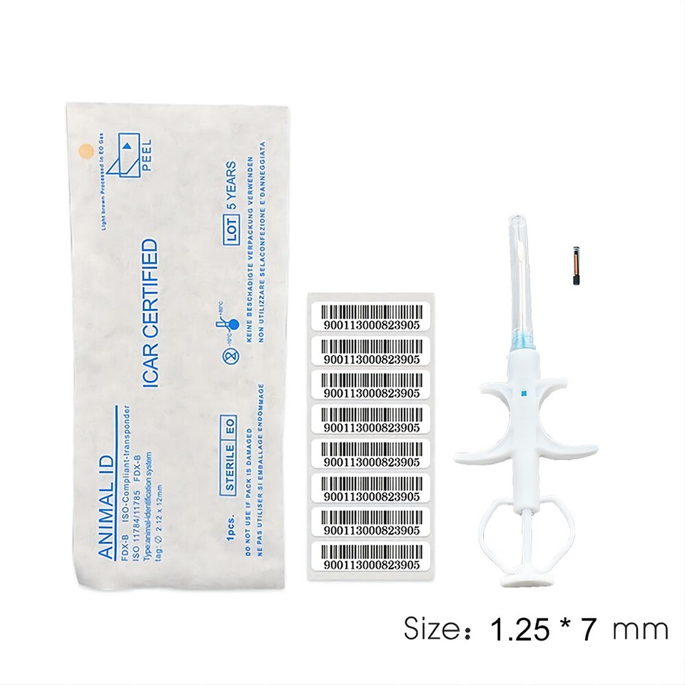 10Pc 1.25mm x 7mm Animal Microchips Dog Cat Mini Chip Pet Microchip ...
