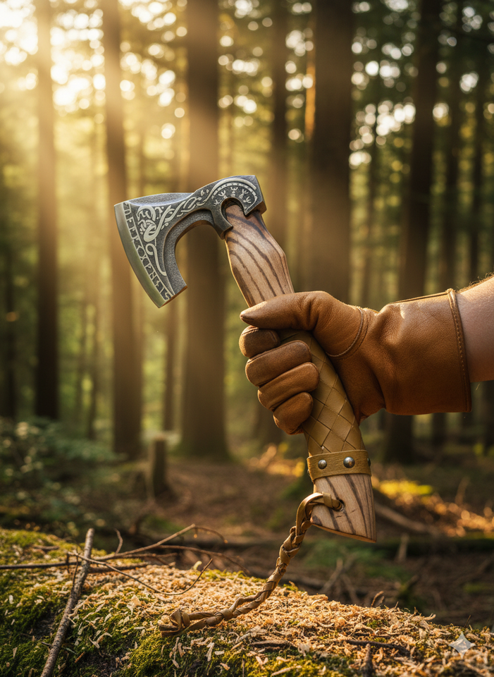 HAND FORGED Carbon Steel Viking VALHALLA Axe Tomahawk Throwing Axe ...