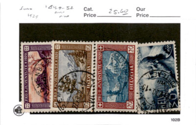 Switzerland, Postage Stamp, #B49-B52 Used, 1929 Nicholas von der Fiue ...