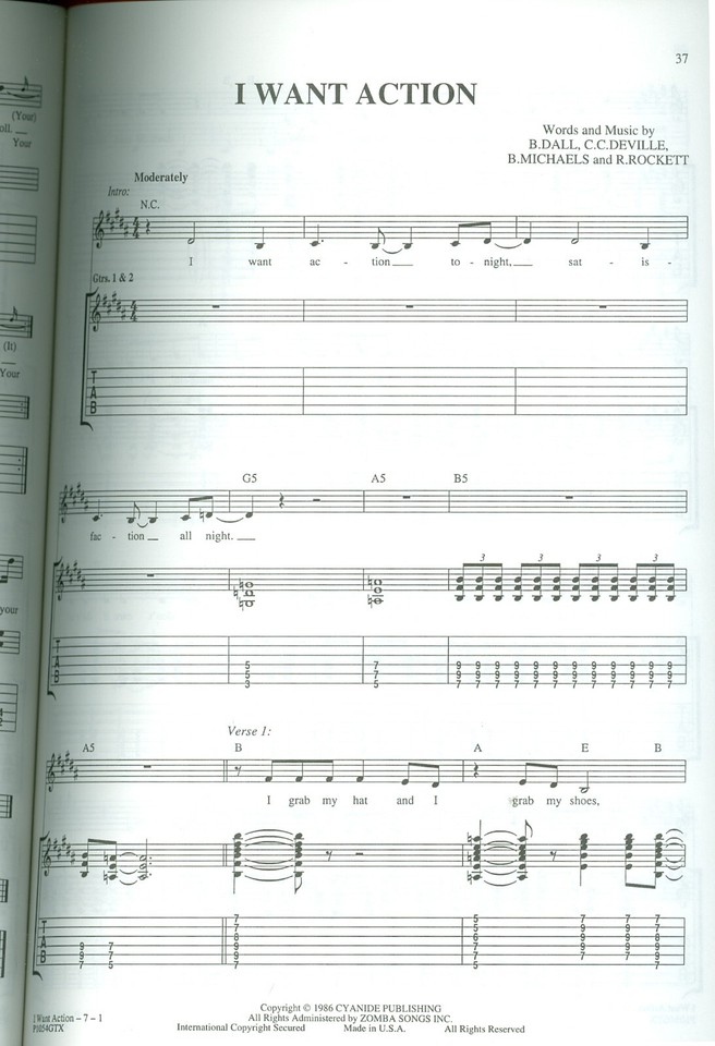 POISON Guitar Anthology Series authentic Guitar Tab sheet music ...
