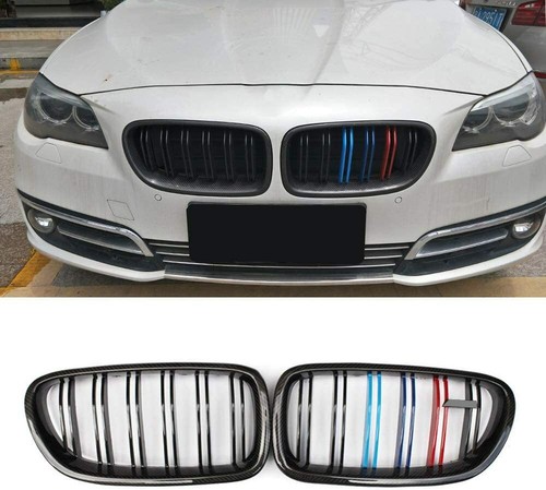 Real Carbon Fiber Front Grille Kidney Dual Line For BMW 5 Series F10 ...
