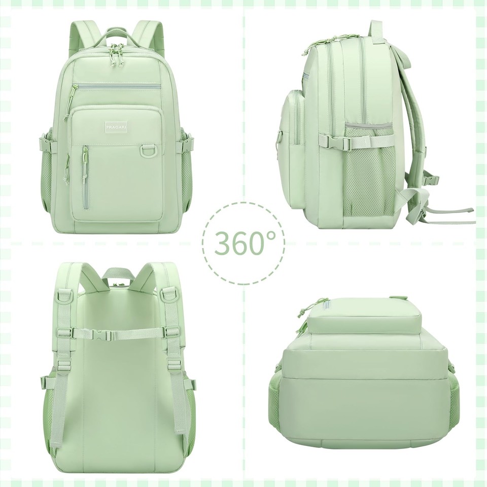 Kids Green School Backpack for Girls Cute Aesthetic Student Bookbag for ...