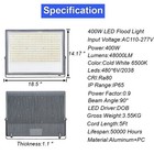 2 Pack 400W LED Flood Lights Outside Ceiling Mounted Exterior Large ...