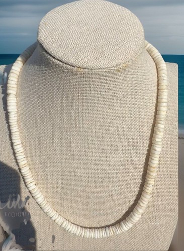 Vintage Hawaiian genuine puka shell necklace Choker 15” Long 6mm Wide ...