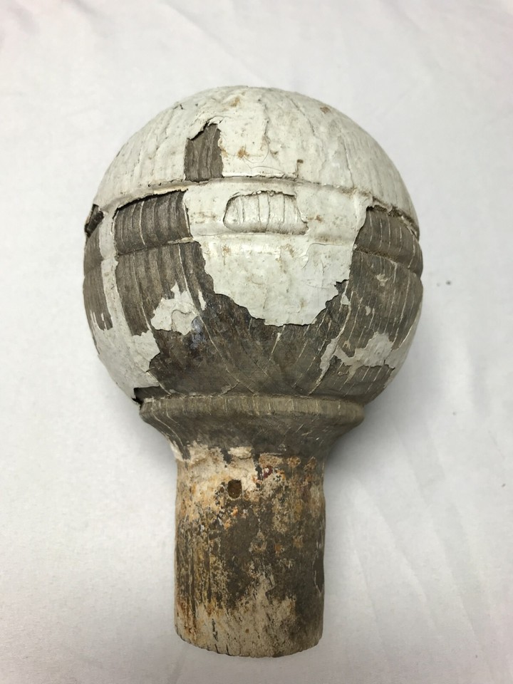 Antique Shabby White Wood Beaded Ball Newel Post Porch Finial VTG Chic ...