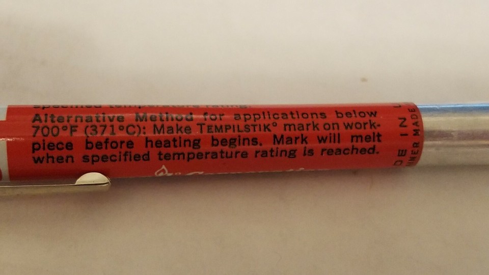Tempilstik 1000°F/538°C Surface Temp Indicating Marker Heat Crayon ...
