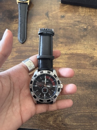 Men's Black Rumours Chronograph Leather Strap Watch | eBay