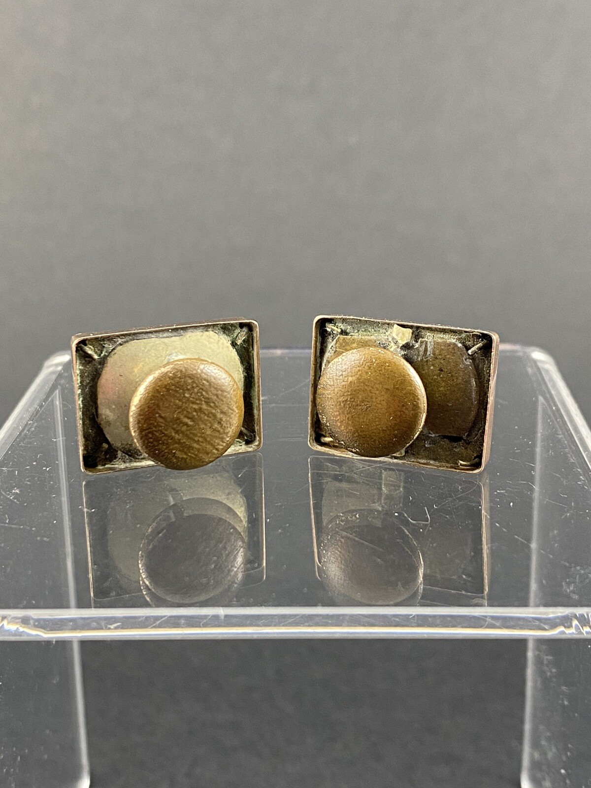 Antique Tiger Eye Stone Rectangular Cuff Links With C… - Gem