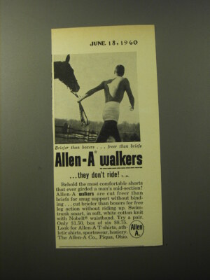 1960 Allen-A Walkers Underwear Advertisement - Briefer than boxers | eBay