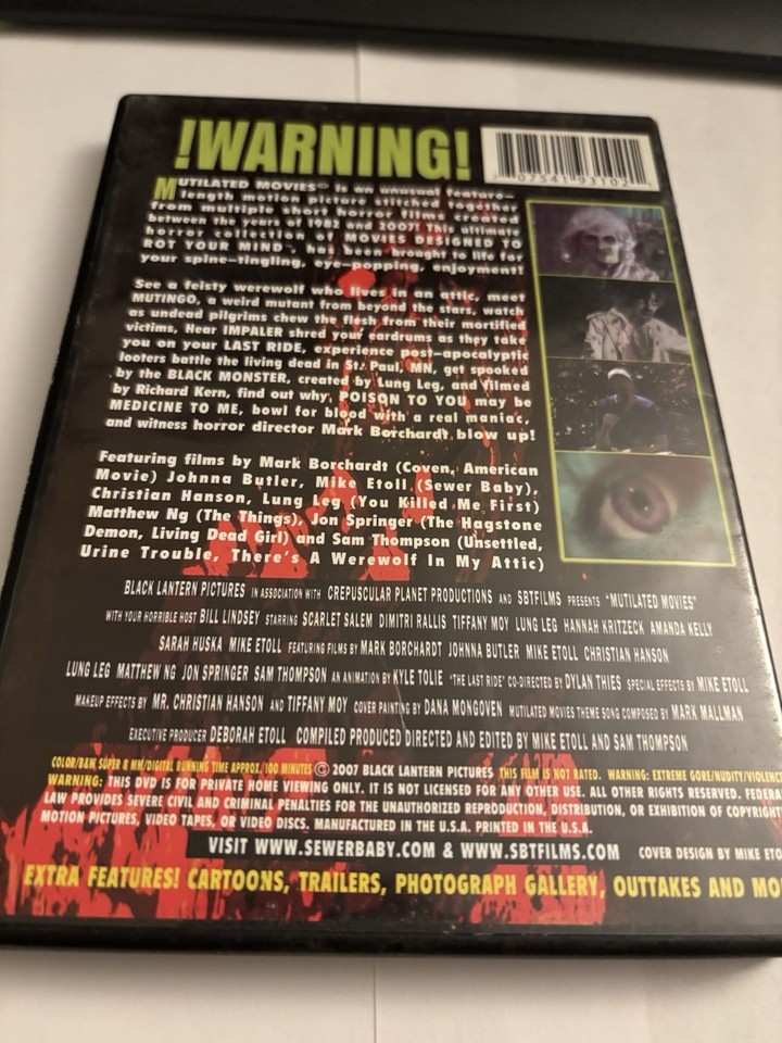 Mutilated Movies: Designed To Rot Your Mind (DVD, 2007) Rare OOP Black ...