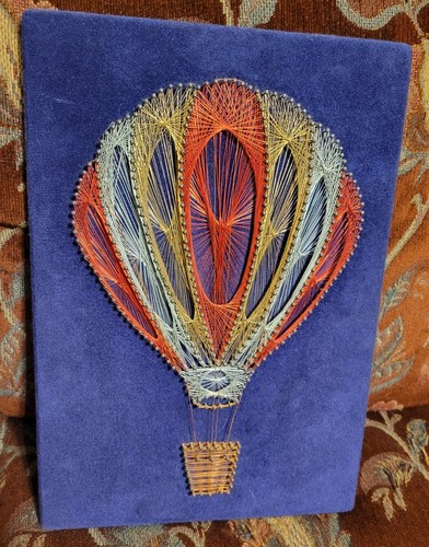 Vtg Copper Wire String Nail Art Hot Air Balloon Wall Hanging Retro MCM ...