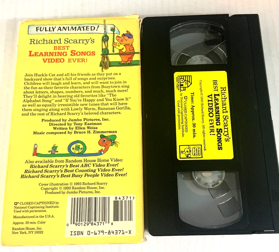 Richard Scarry's Best Learning Songs Video VHS / Ships Free Same Day | eBay