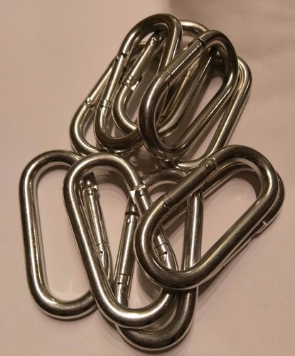 Lot of 10 Oval Spring Snap Link 3/8" Steel-Zinc Plated Hook Carabiner 4 ...