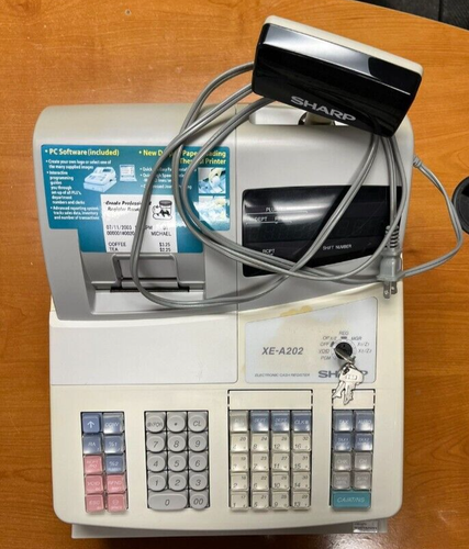 Sharp XE-A202 Electronic Cash Register W Keys-NO DRAWER KEY-USED-Works ...