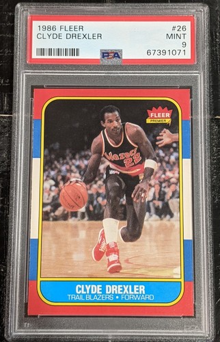 1986 Fleer Clyde Drexler ROOKIE PSA 9 MINT PERFECT Centering HIGH END ...