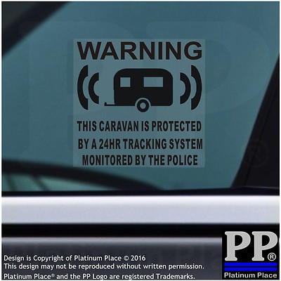 4 x BLACK Caravan Security Stickers GPS Tracker Device Warning Signs ...
