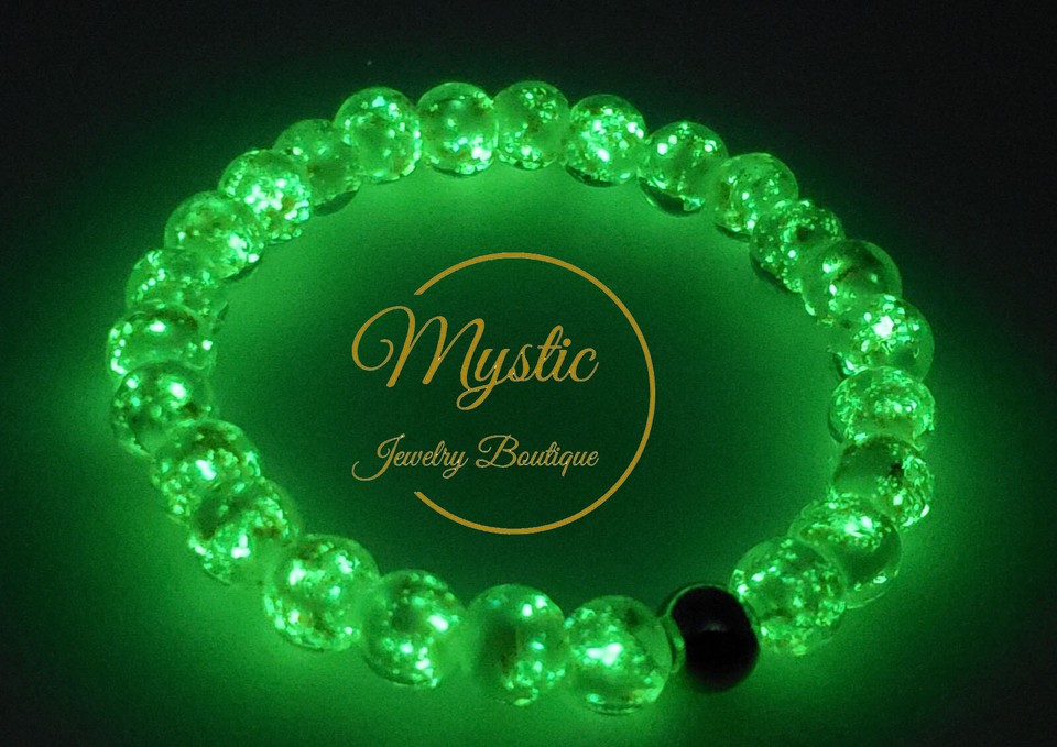 Mystic Firefly bracelet lampwork luminous glass glow in the dark Made ...