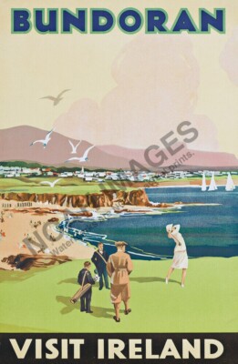 Visit Ireland Bundoran vintage golf travel promotion poster 12x18 | eBay