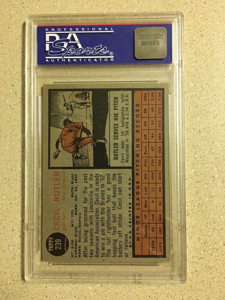 1962 Topps #239 Cecil Butler PSA 8 NM-MT BRAVES ROOKIE | eBay