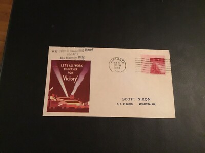 FDC 1943#905 WWII “LETS ALL WORK TOGETHER FOR VICTORY” PATRIOTIC Cachet ...
